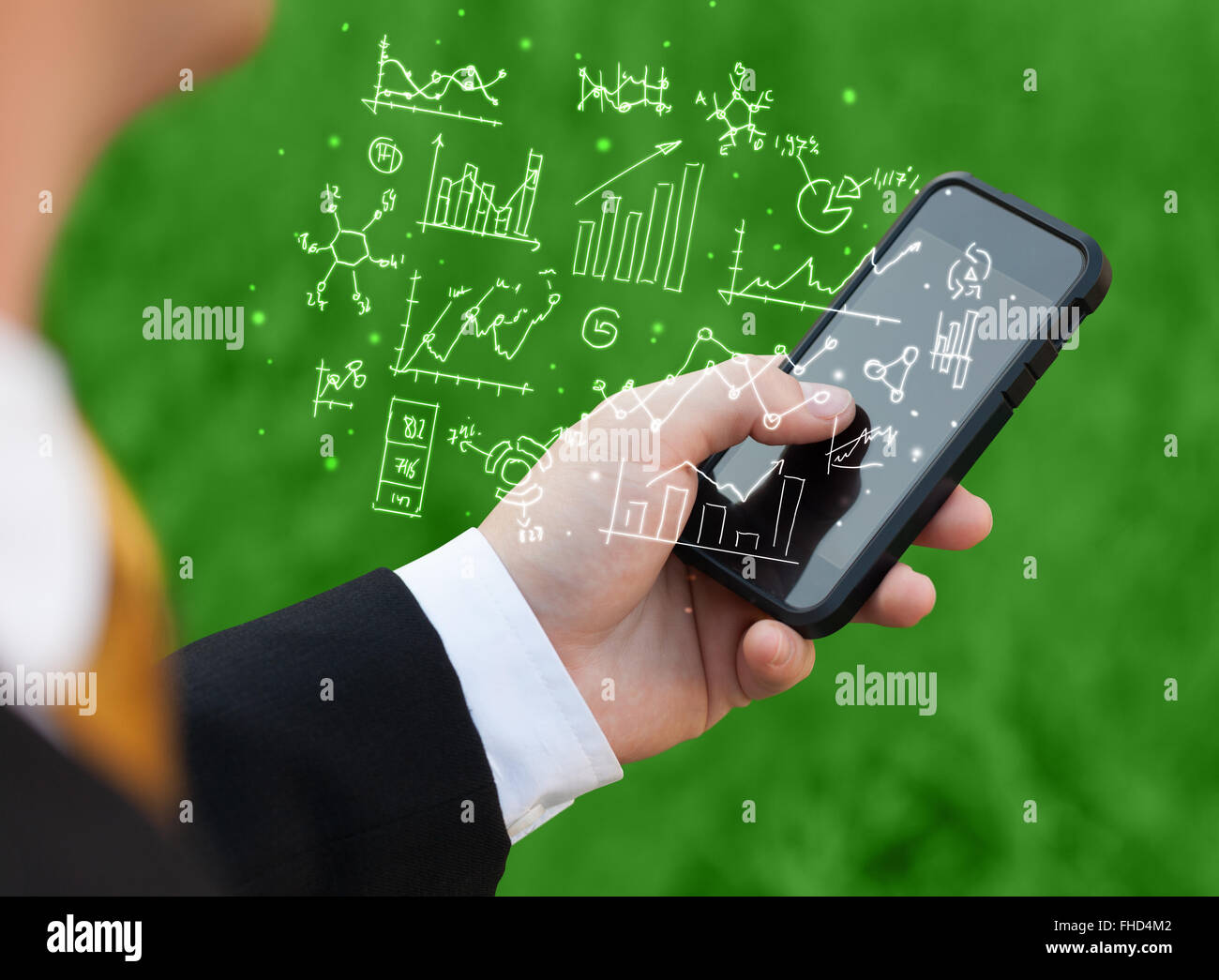 smartphone with business scheme Stock Photo - Alamy