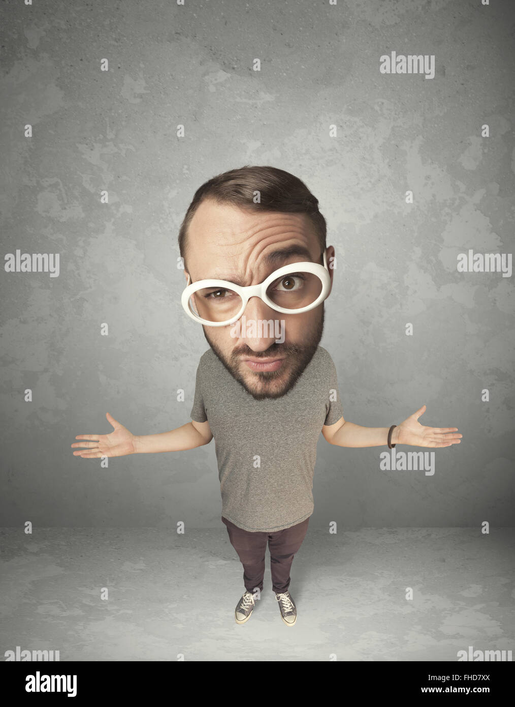 Funny person with big head Stock Photo - Alamy