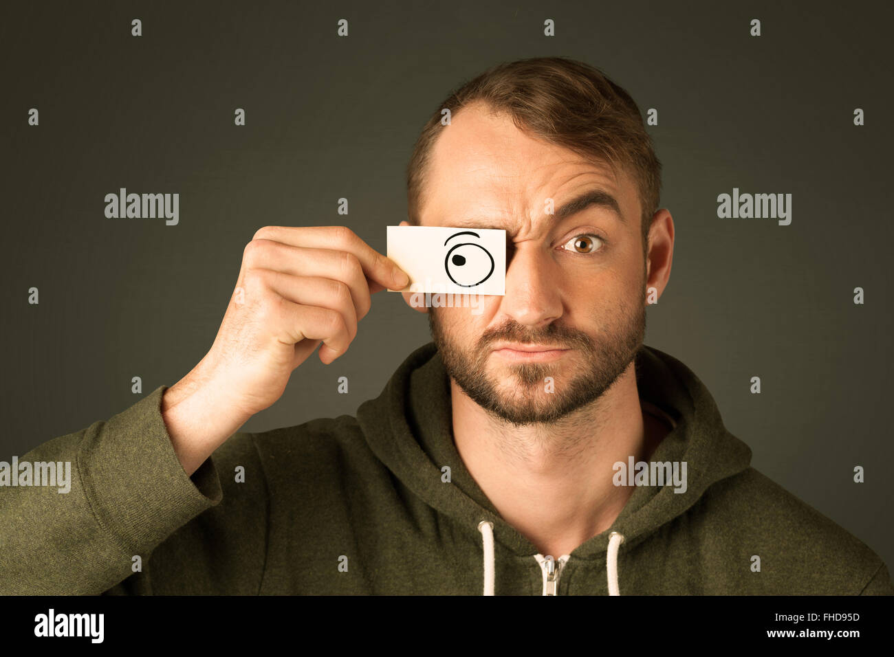 Silly man looking with hand drawn eye balls Stock Photo - Alamy