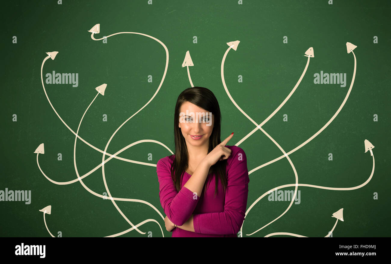 Beautiful girl thinking a solution Stock Photo - Alamy