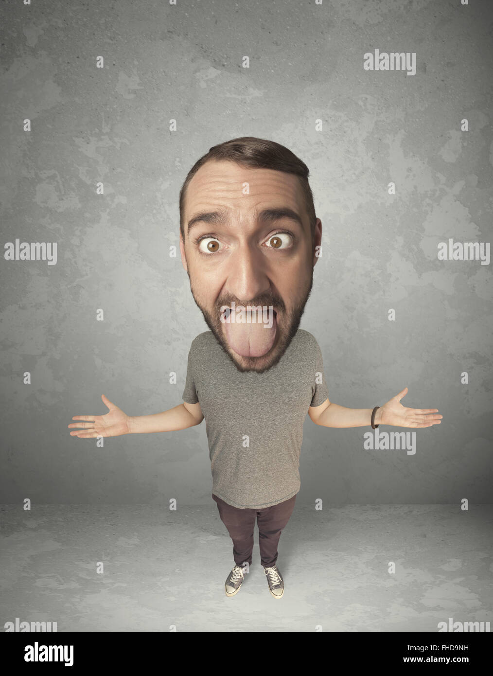 Funny person with big head Stock Photo - Alamy