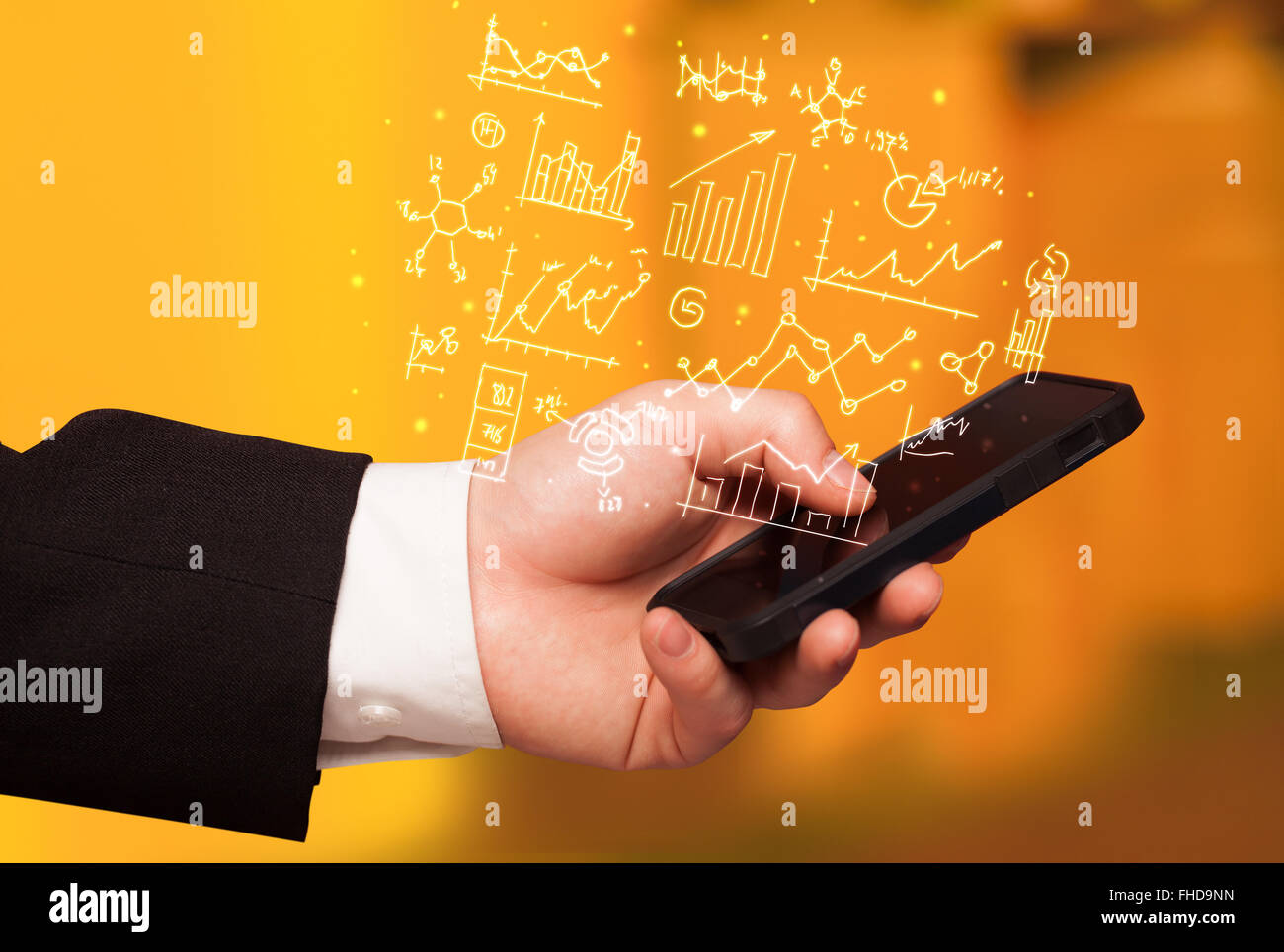 smartphone with business scheme Stock Photo - Alamy