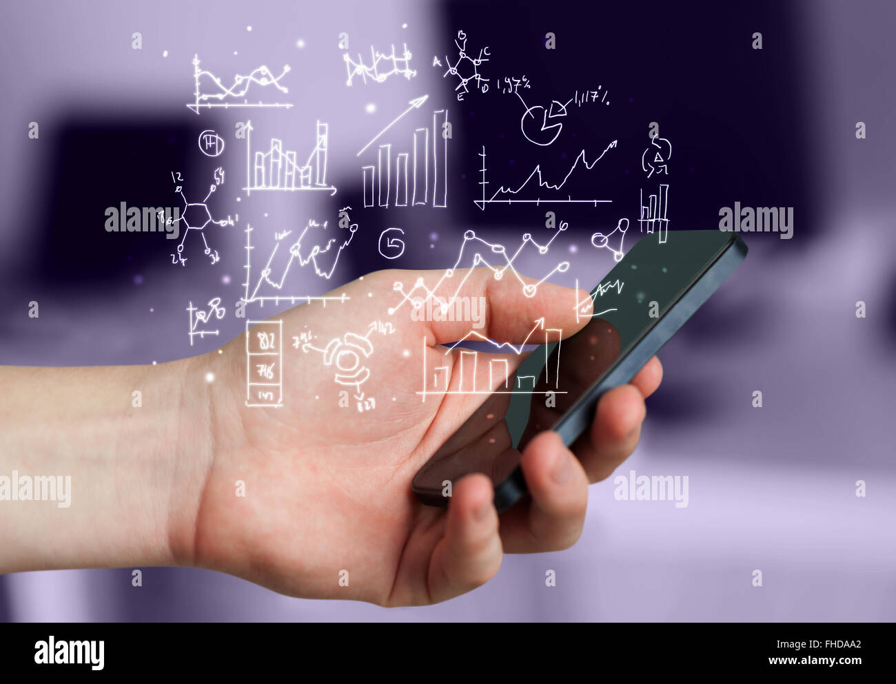 smartphone with business scheme Stock Photo - Alamy