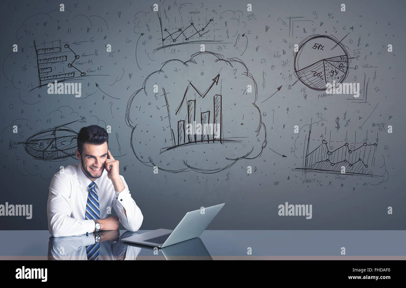 Businessman working diagrams desk hi-res stock photography and images ...