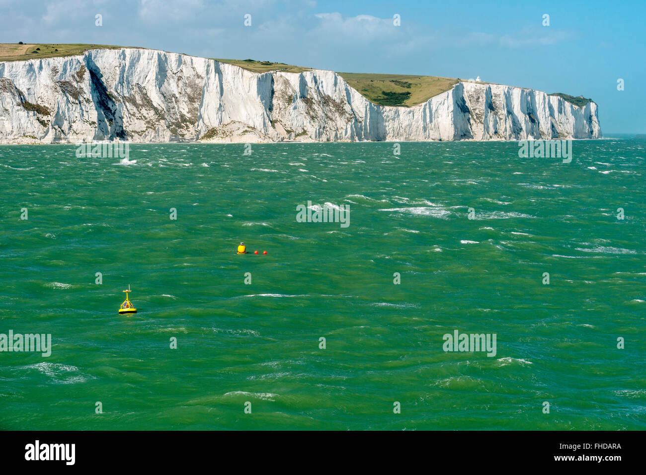 UK, Dover, view from stormy English Channel to chalk cliffs Stock Photo ...