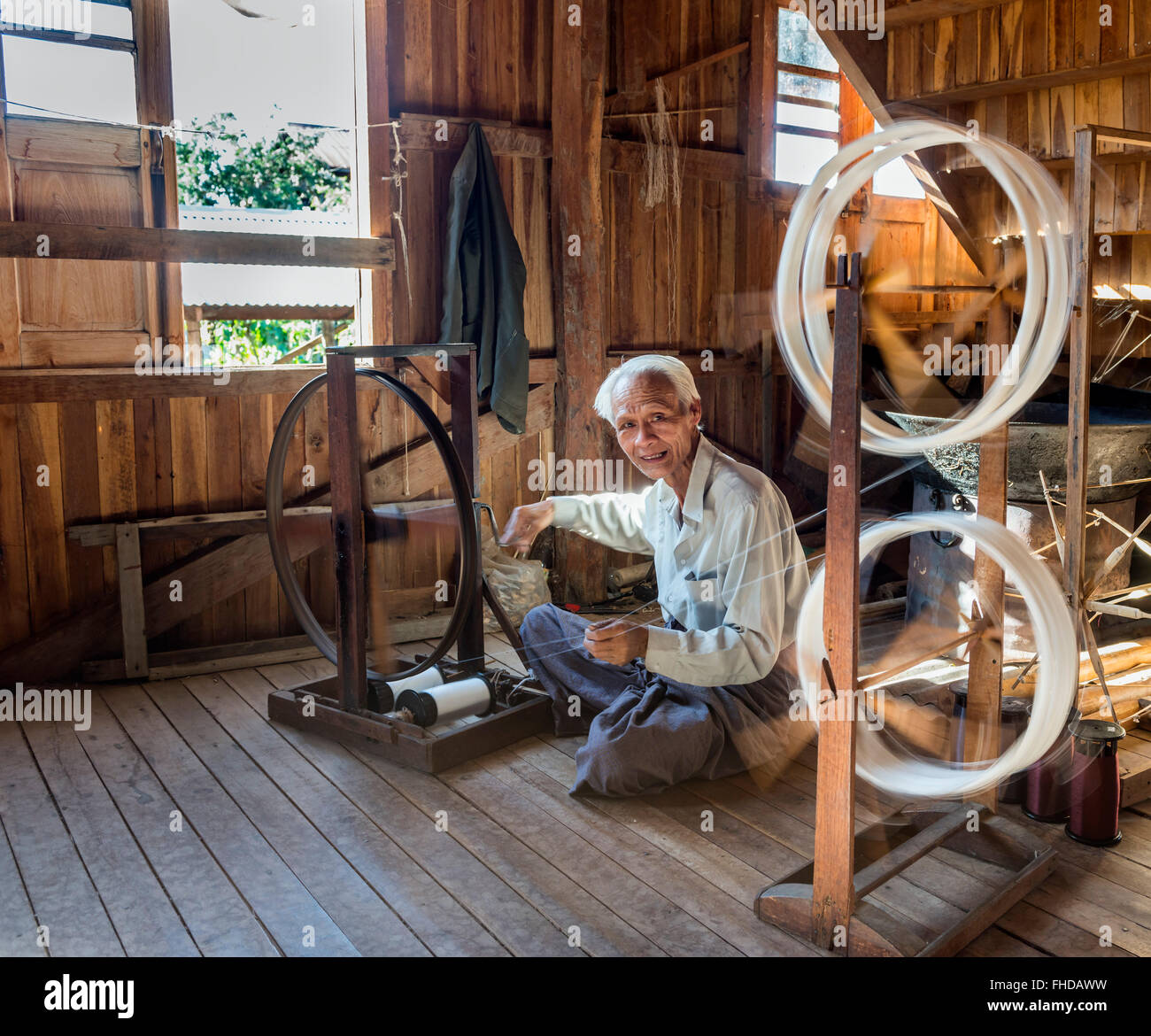 Worker in textile factory, Burma Stock Photo - Alamy
