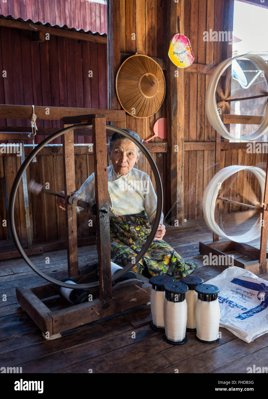Worker in textile factory, Burma Stock Photo - Alamy