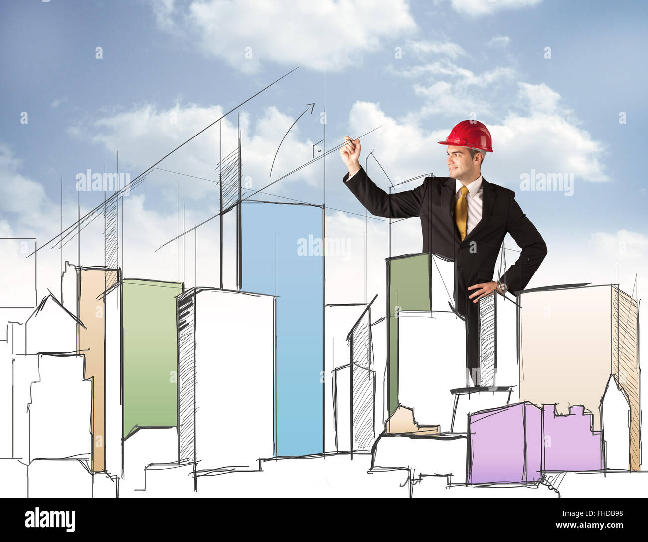 Construction worker planning a city sight Stock Photo - Alamy
