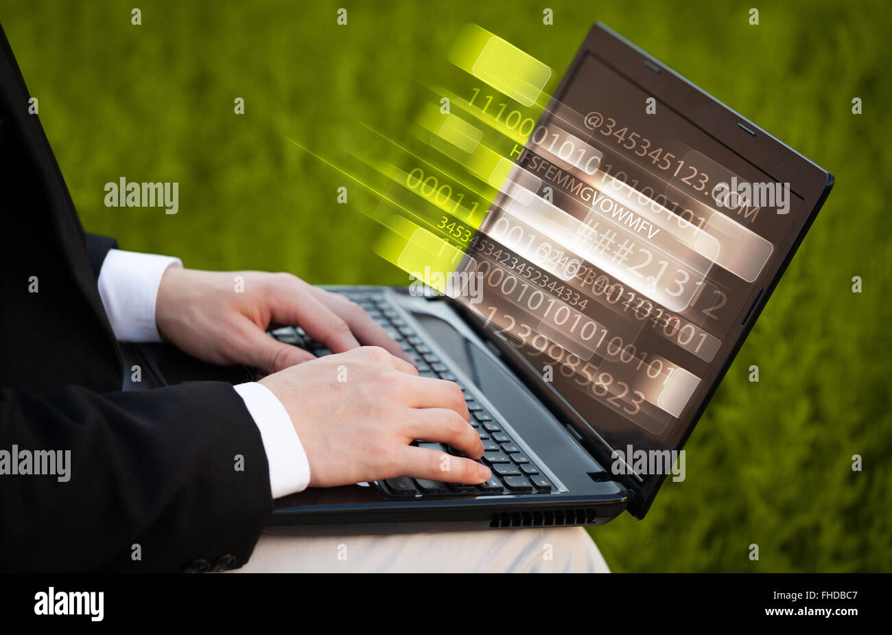 Close up of man typing on laptop computer Stock Photo - Alamy