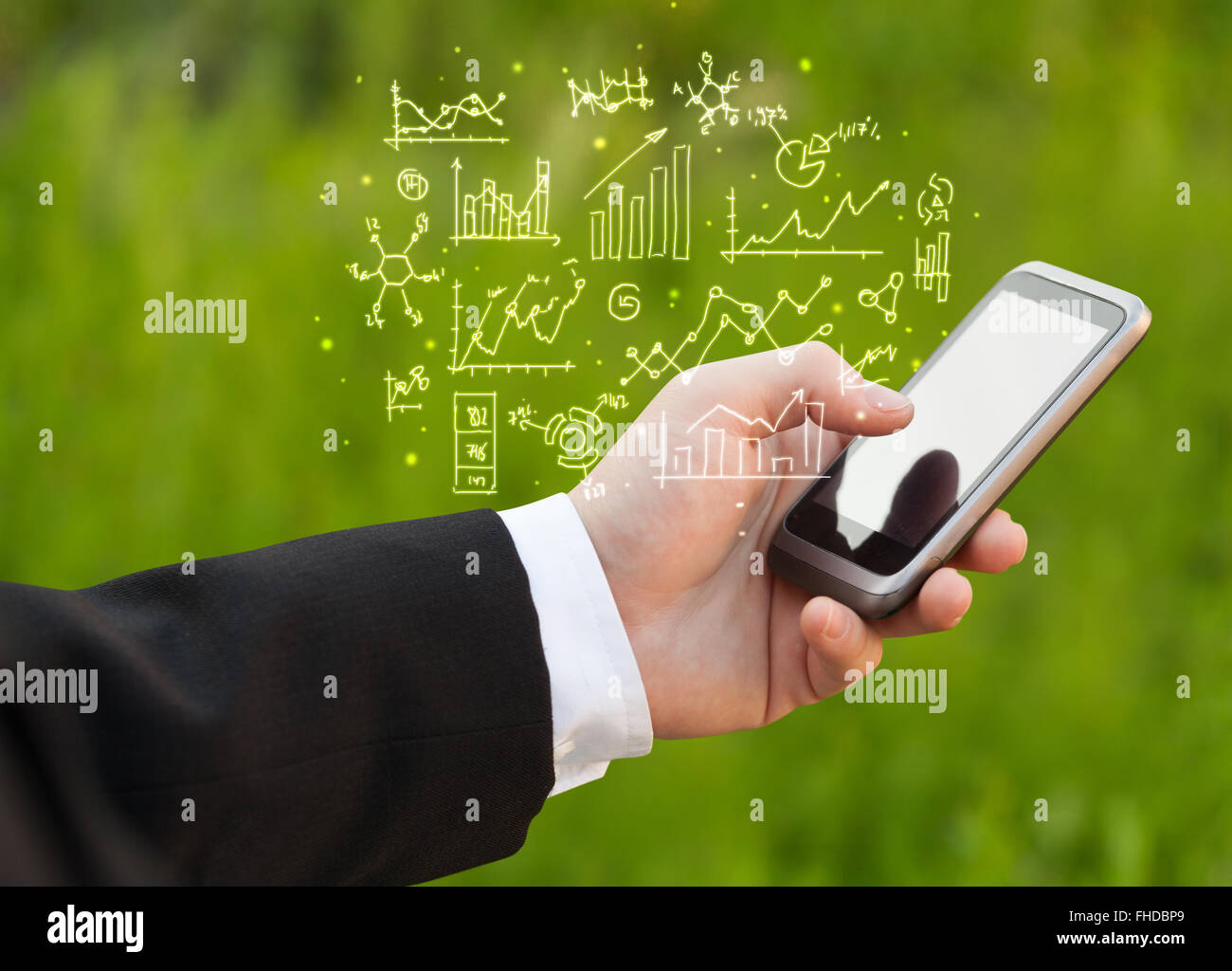 smartphone with business scheme Stock Photo - Alamy