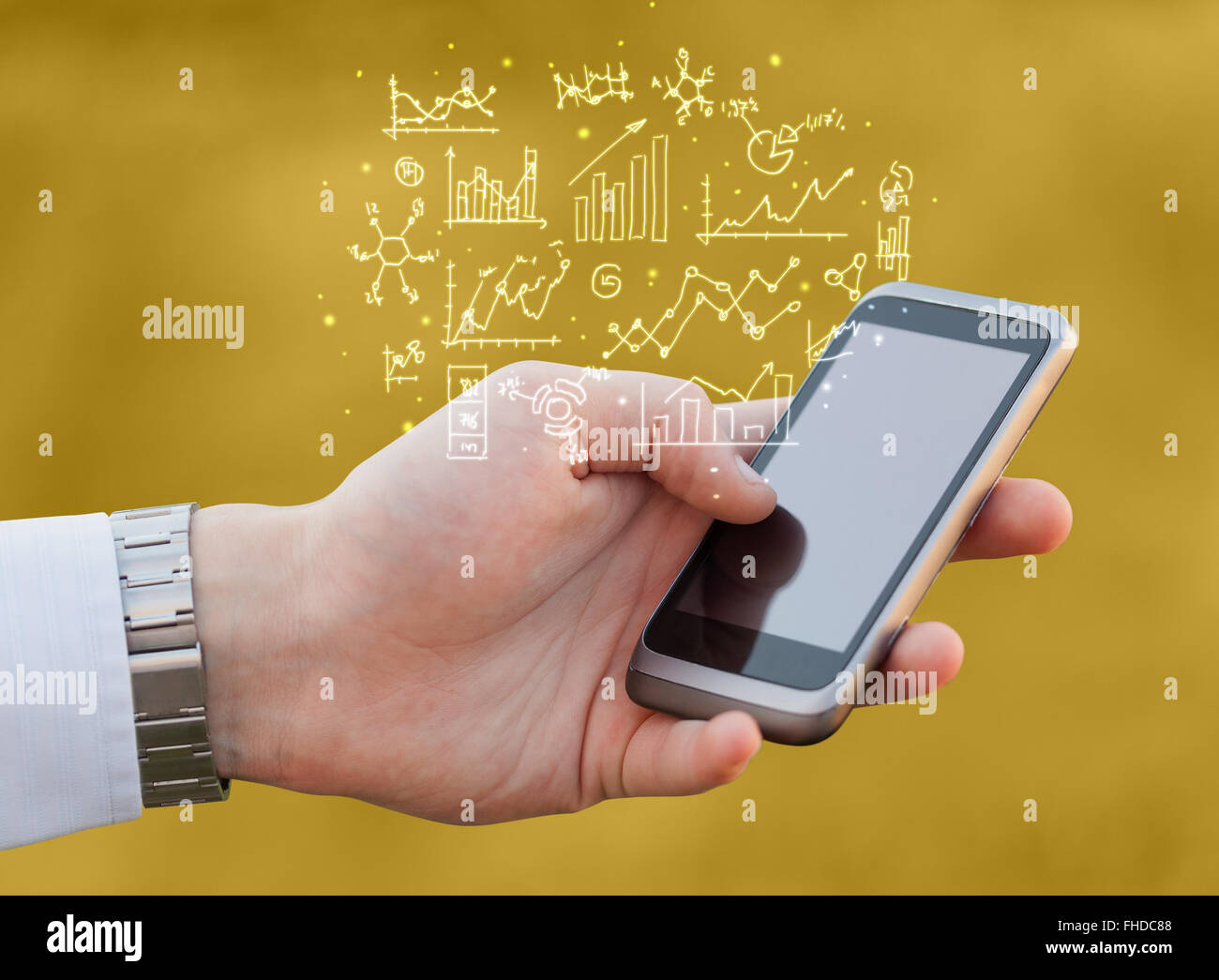 smartphone with business scheme Stock Photo - Alamy