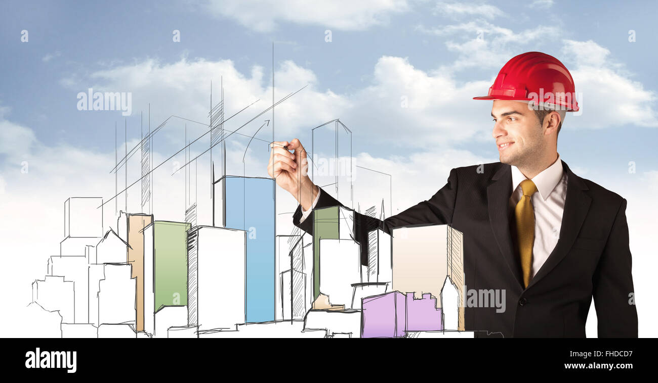 Construction worker planning a city sight Stock Photo - Alamy