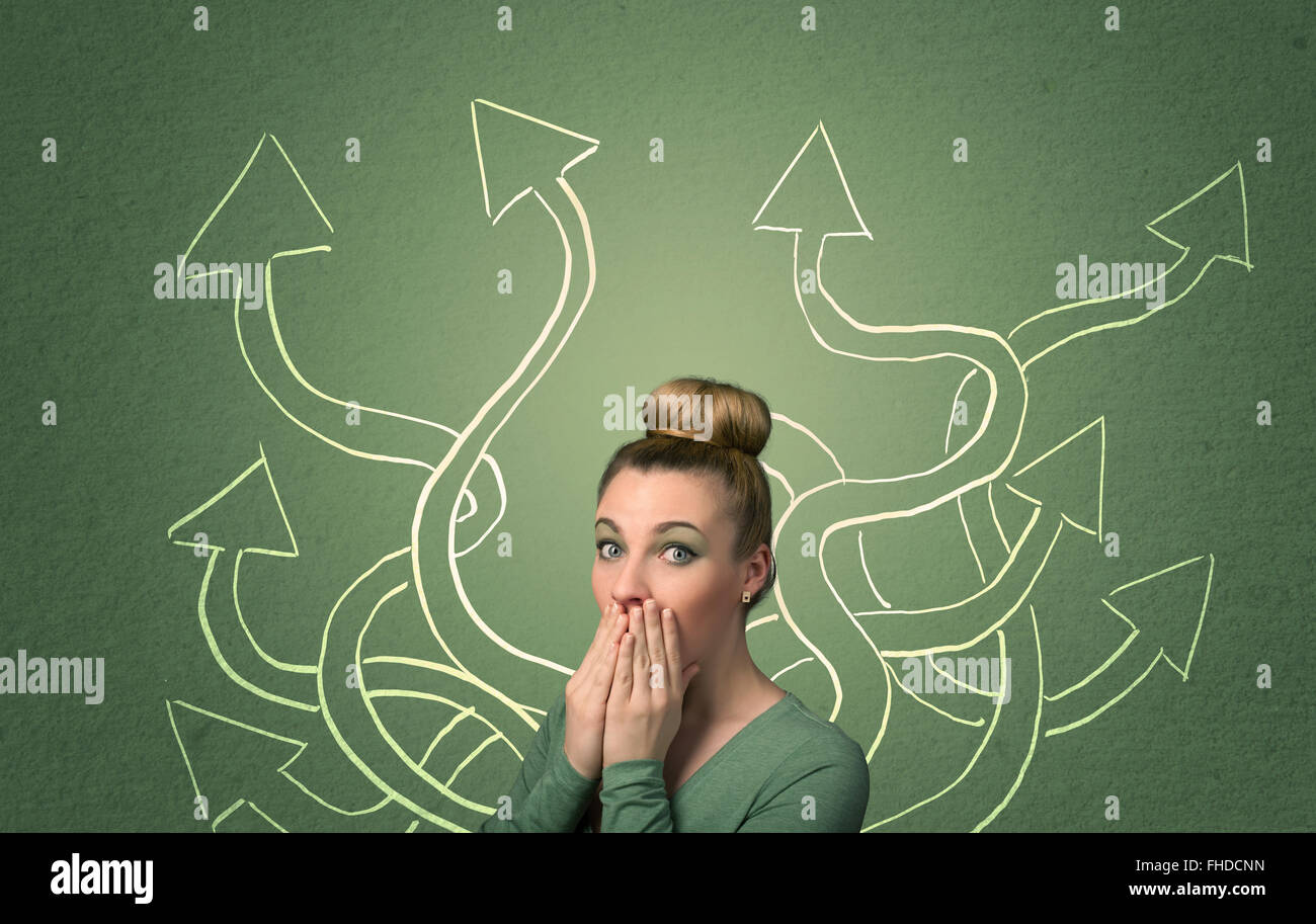 Beautiful girl thinking a solution Stock Photo - Alamy