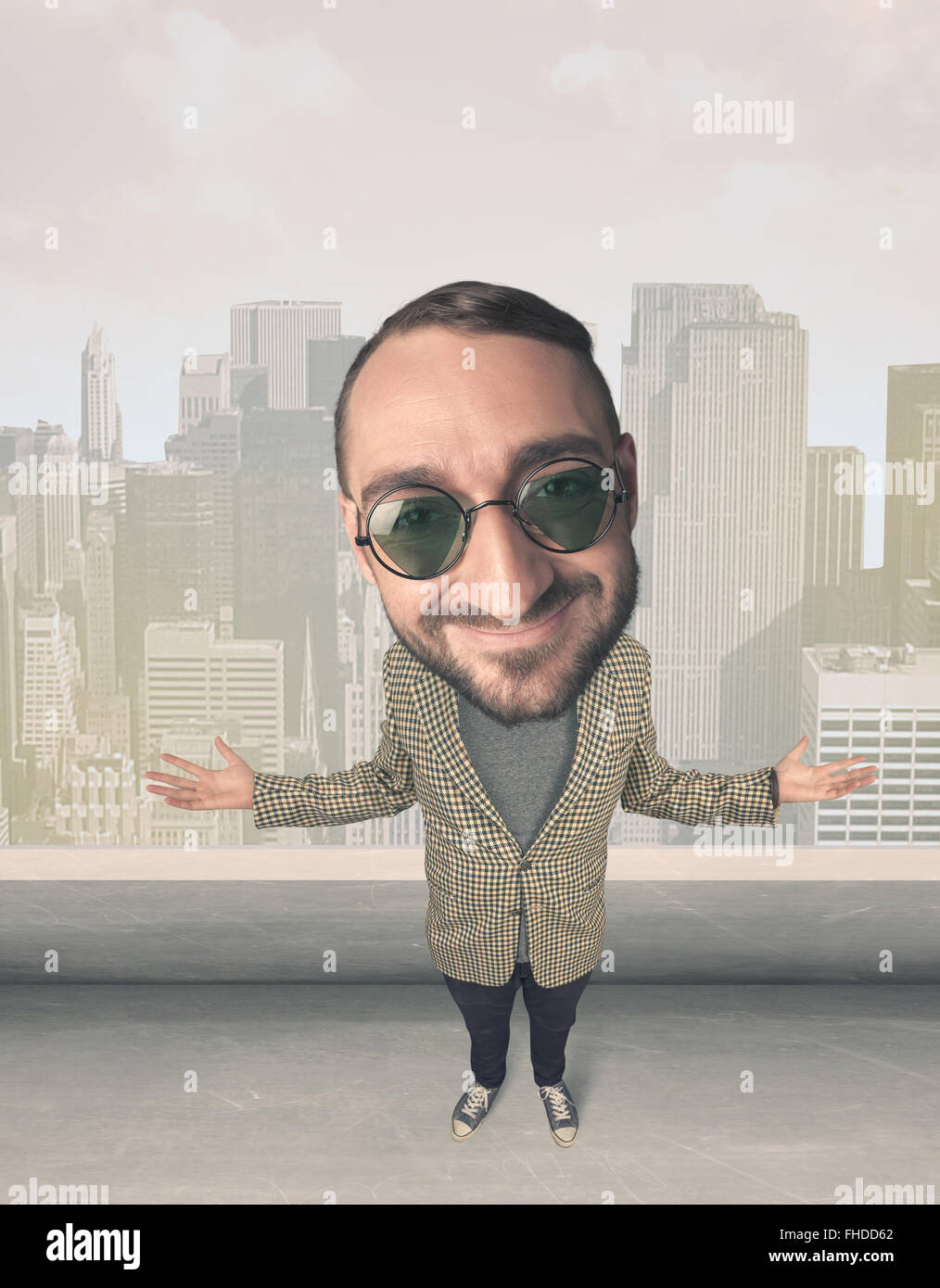 Person with big head Stock Photo - Alamy