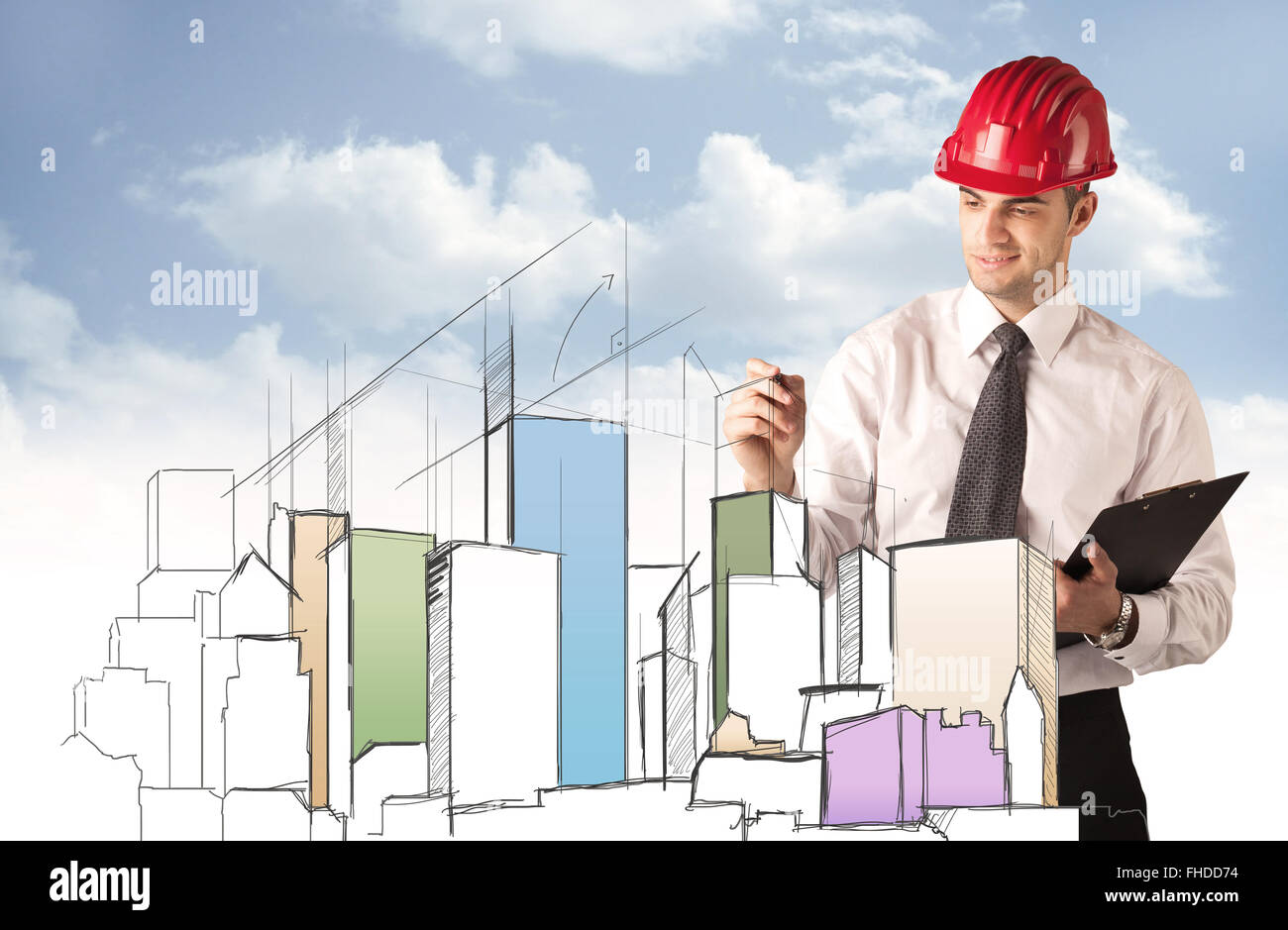 Construction worker planning a city sight Stock Photo - Alamy