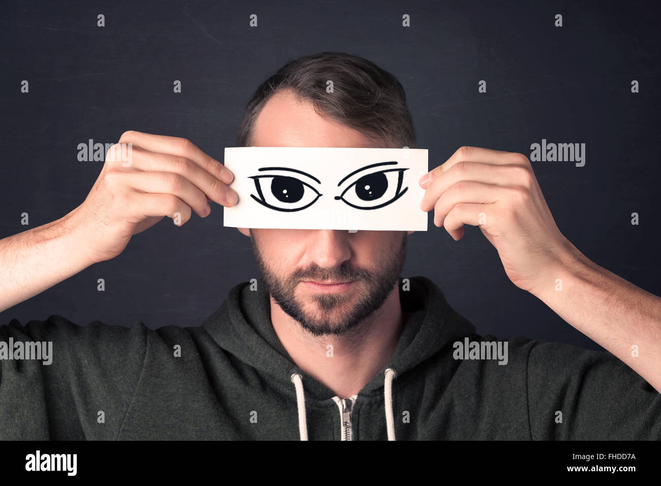 Funny guy with censored sign paper Stock Photo - Alamy