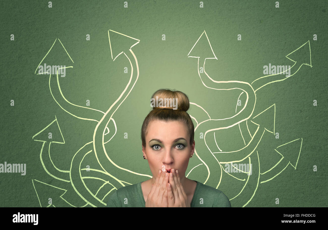 Beautiful girl thinking a solution Stock Photo - Alamy