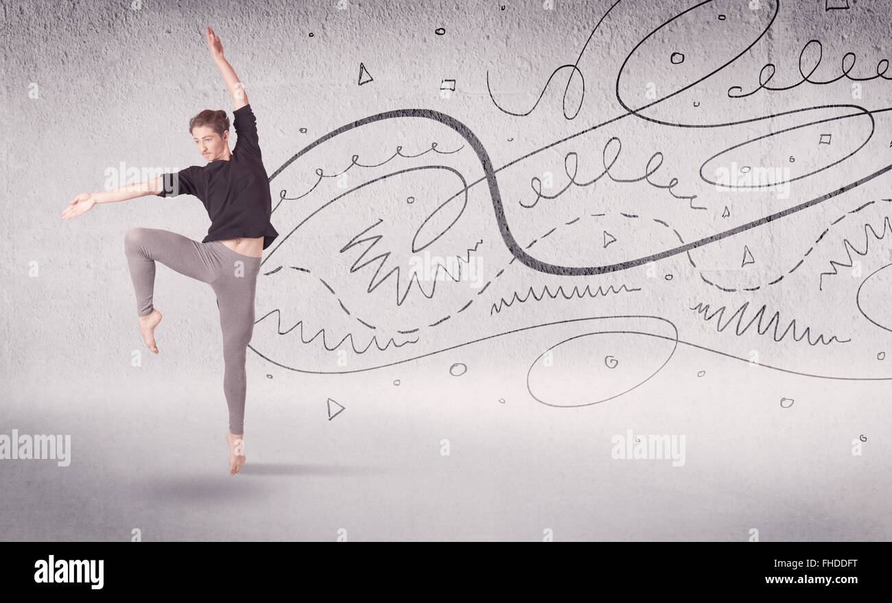 Ballet dancer performing art dance with lines and arrows Stock Photo ...
