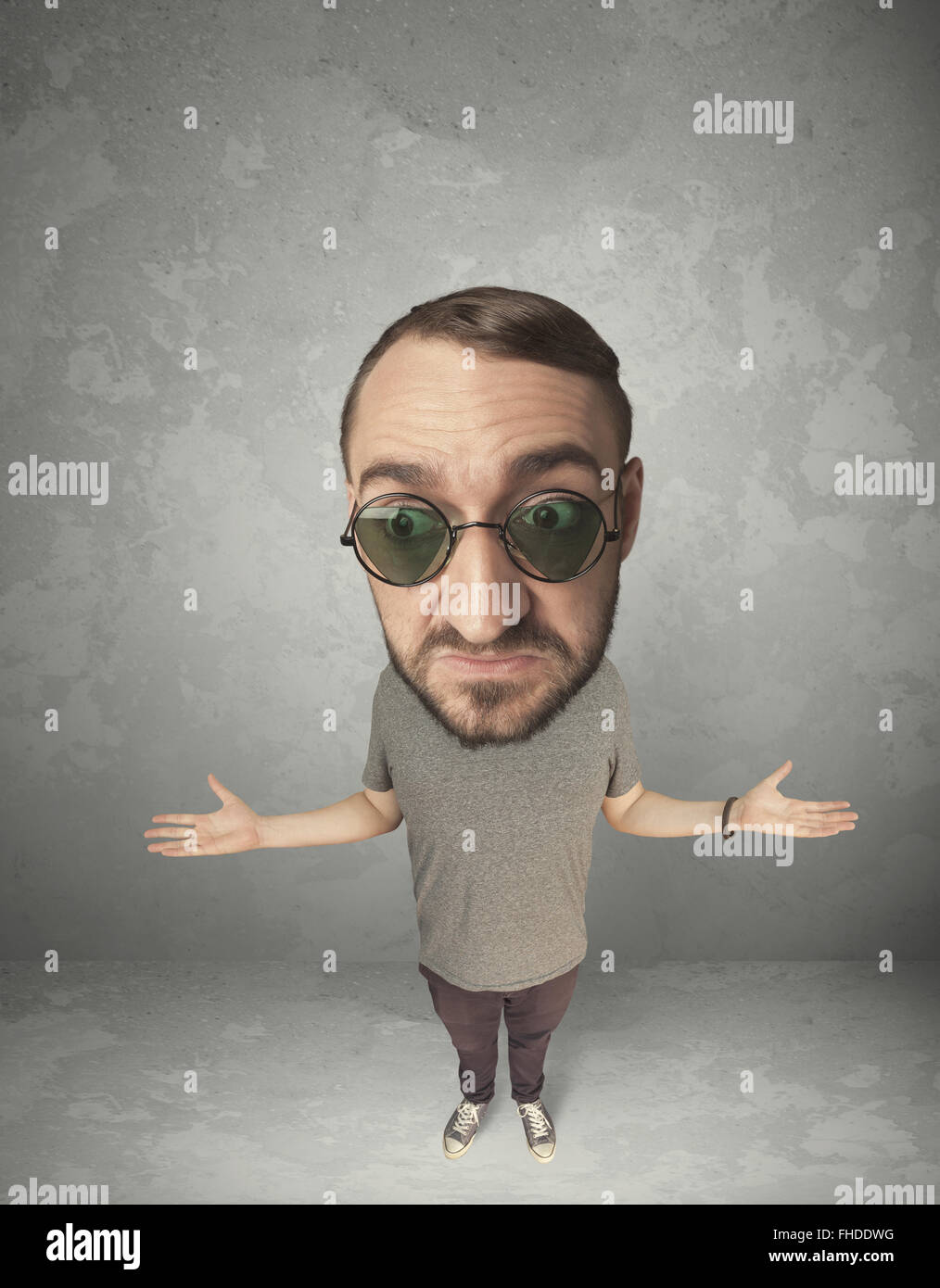 Funny person with big head Stock Photo - Alamy