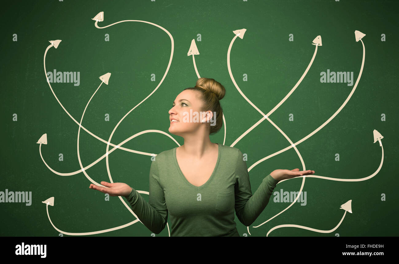 Beautiful girl thinking a solution Stock Photo - Alamy