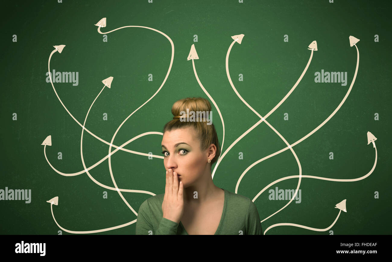 Beautiful girl thinking a solution Stock Photo - Alamy