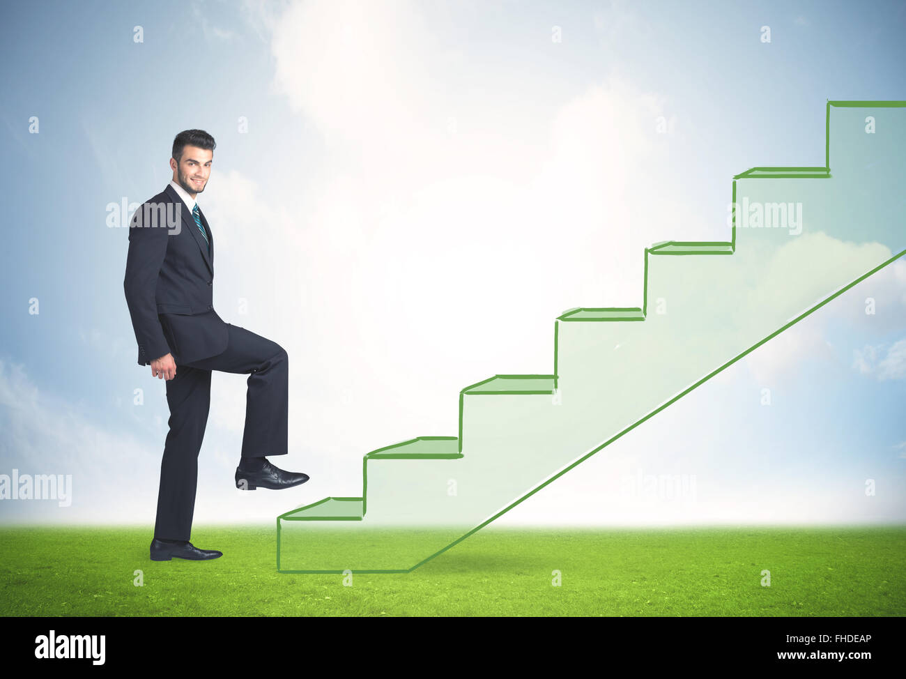 Stepping up a staircase Stock Photo - Alamy