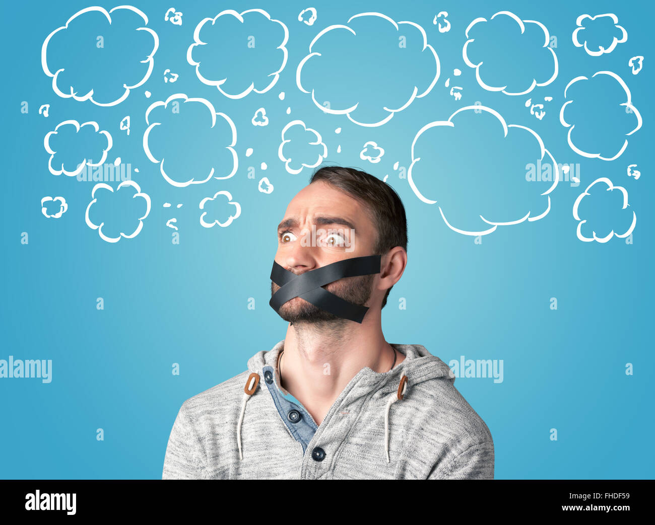 Funny person with taped mouth Stock Photo - Alamy