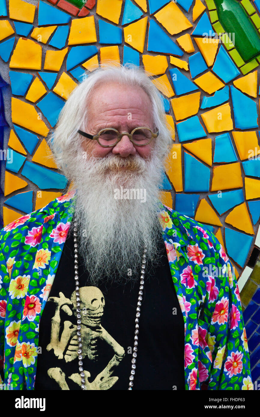 Tile artist ANADO MCLAUCHLIN at his LA CASA DE LAS RANAS and THE CHAPEL ...