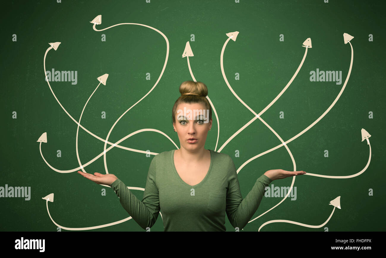 Beautiful girl thinking a solution Stock Photo - Alamy