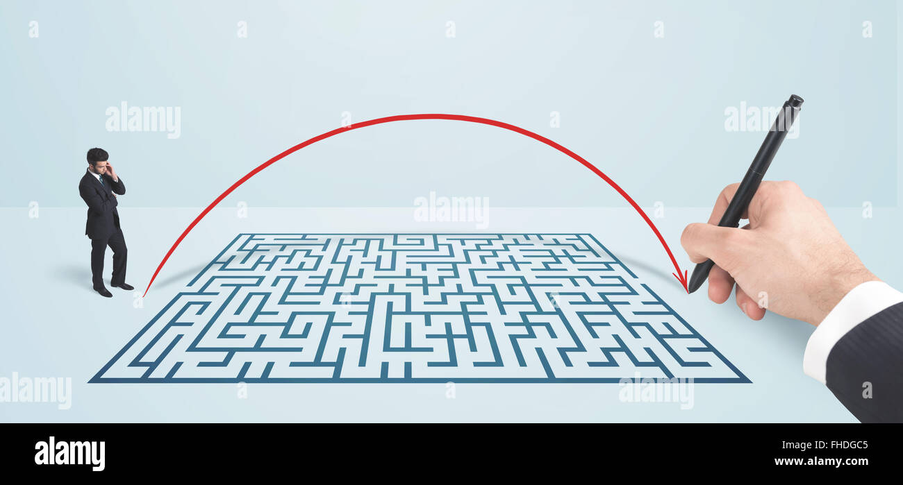 pensive businessman in front of labyrinth Stock Photo - Alamy