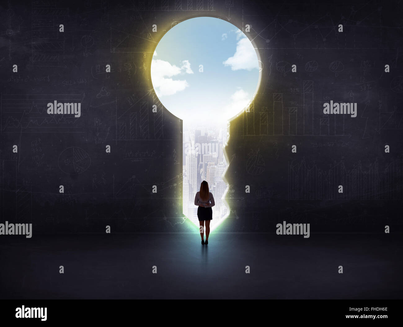 Businessman big door light hi-res stock photography and images - Alamy
