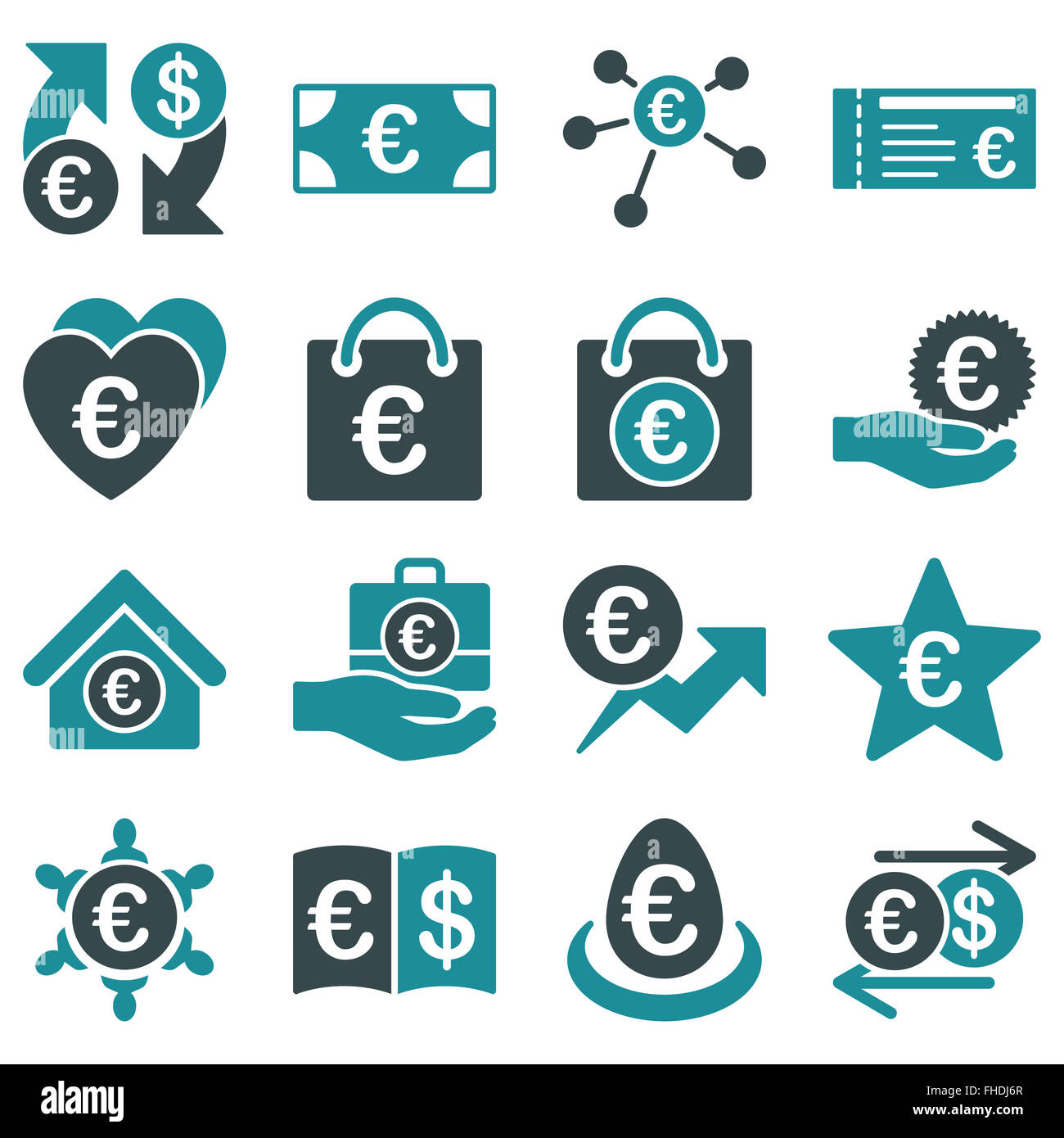 Euro banking business and service tools icons Stock Photo - Alamy