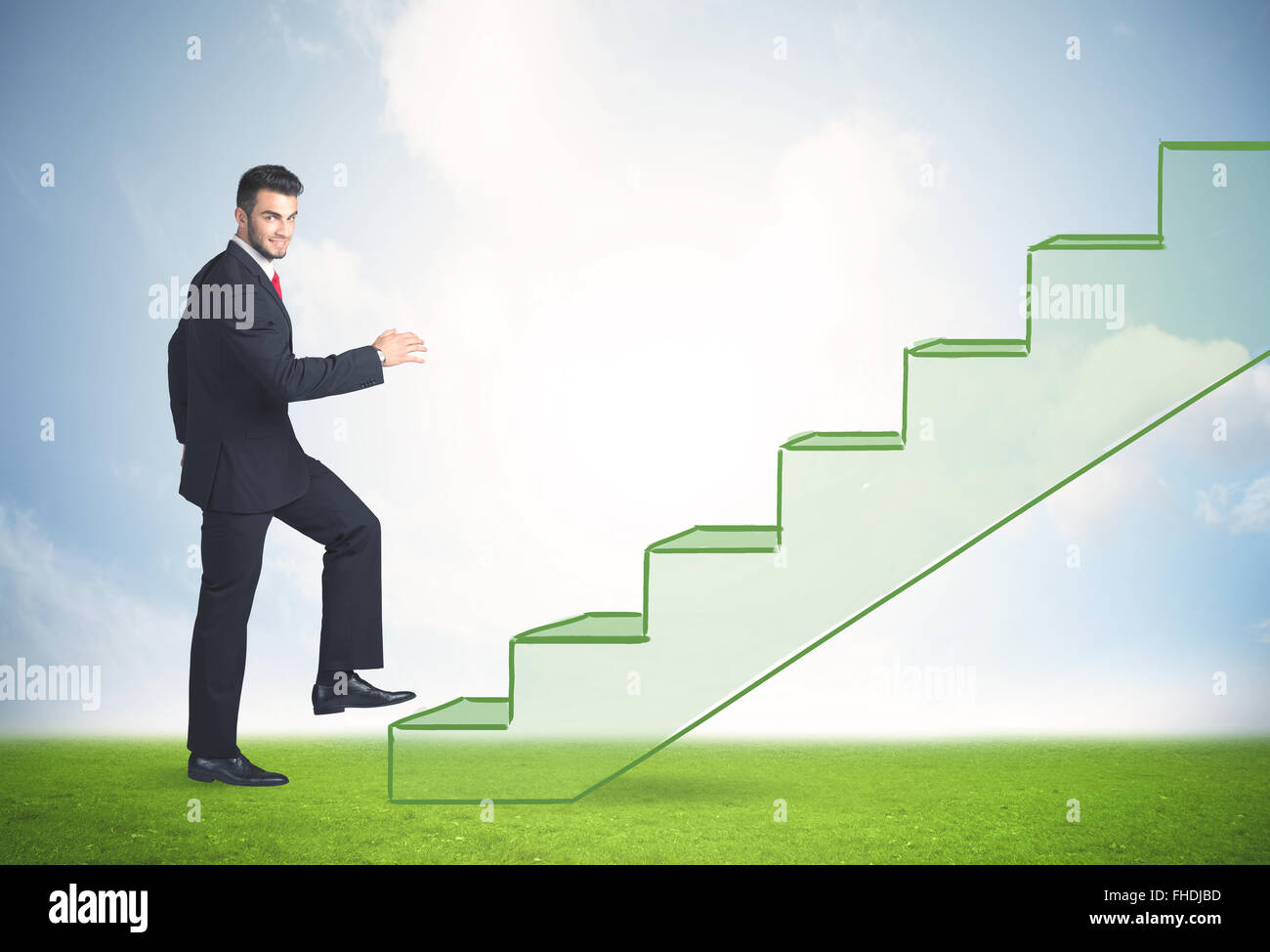 Stepping up a staircase Stock Photo - Alamy