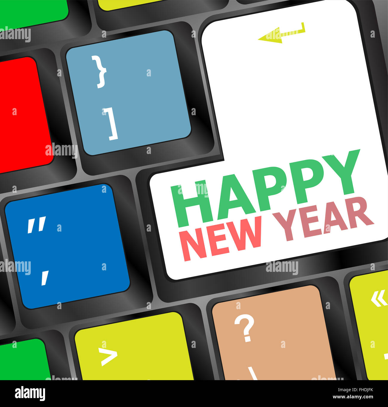 Computer Keyboard with Happy New Year Key vector illustration Stock ...