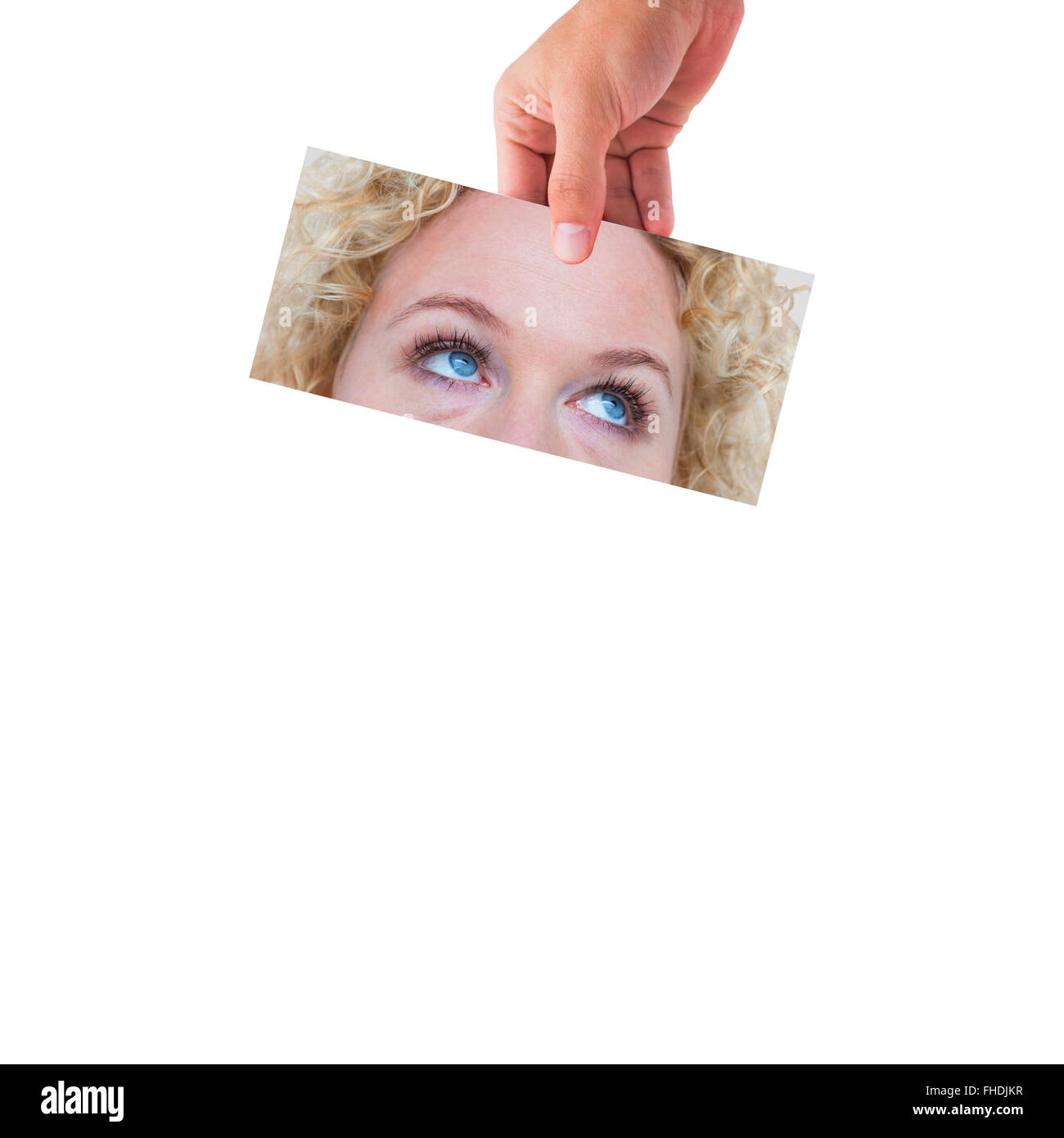 Woman holding hands eyes Cut Out Stock Images & Pictures - Alamy