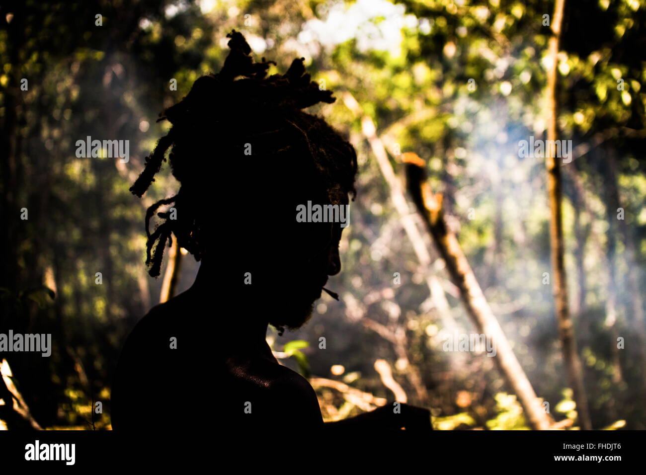 Kingston, Jamaica. 29th May, 2015. Silhouette of Rastaman smokes his ...