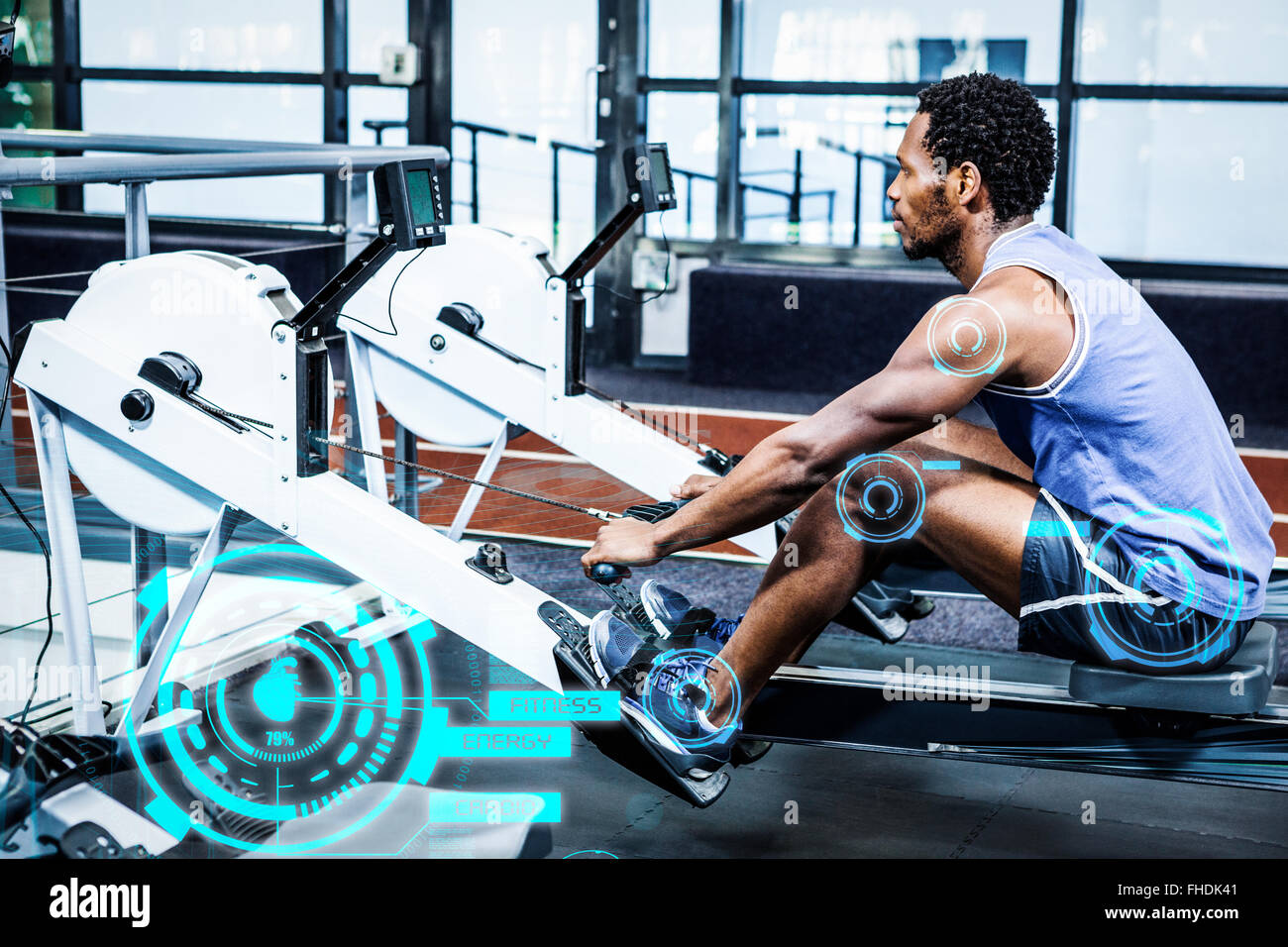 Composite image of man working out in gym Stock Photo - Alamy