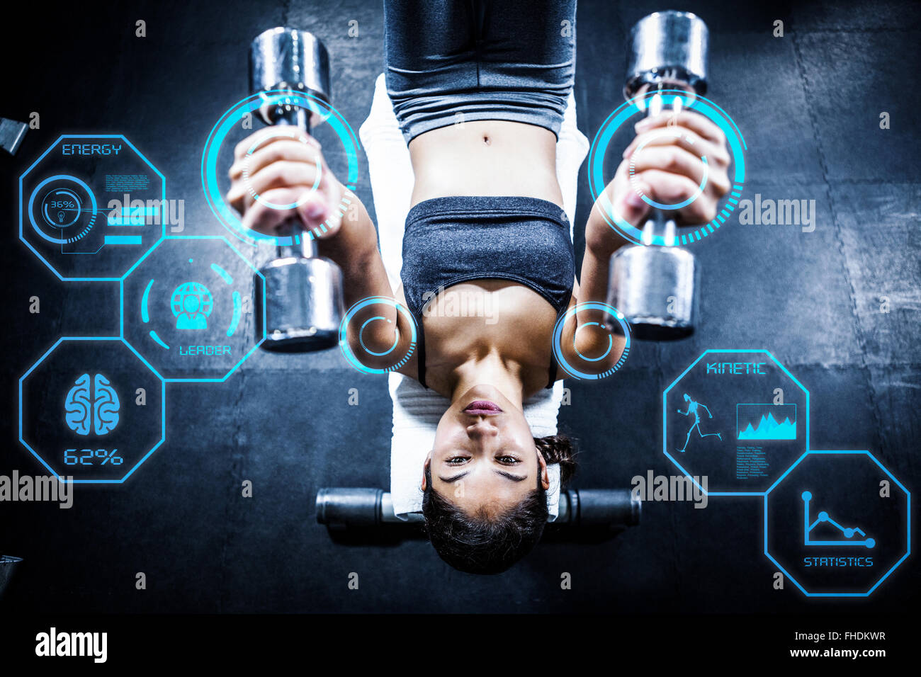 Composite image of woman working out in gym Stock Photo - Alamy