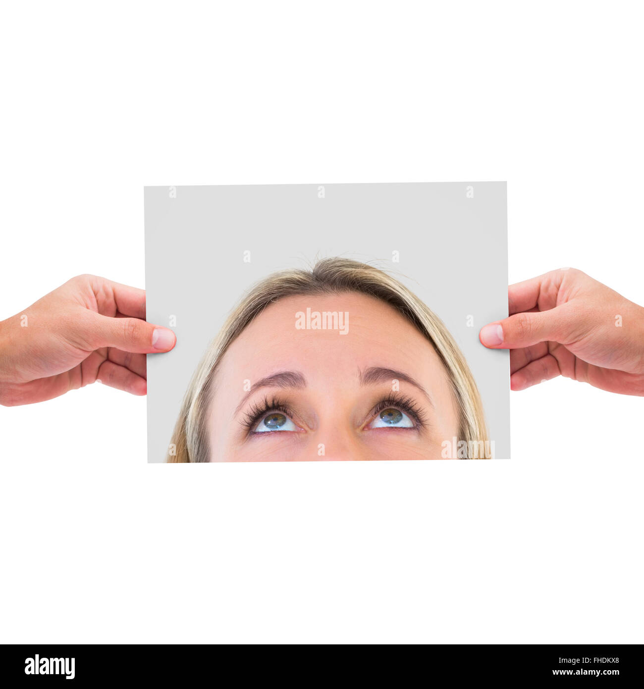 Hands showing photo of eyes Stock Photo - Alamy