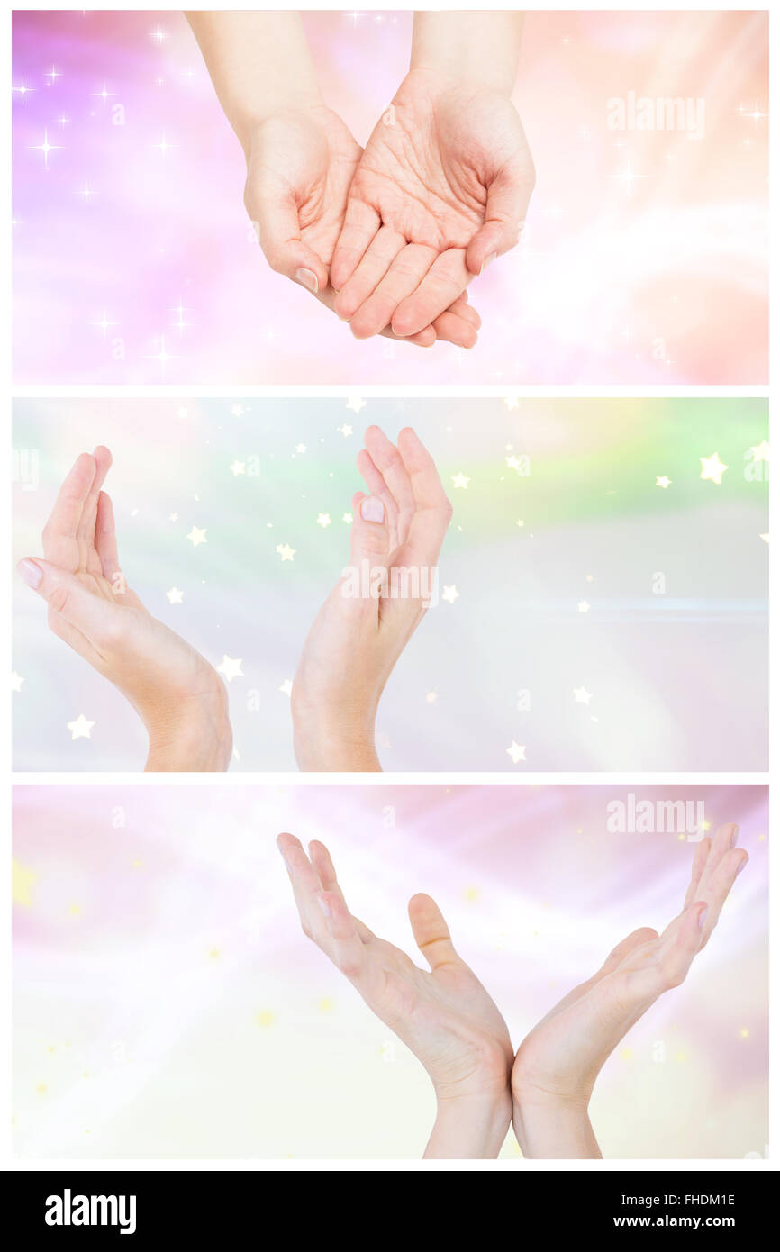 Composite image of hands presenting Stock Photo - Alamy