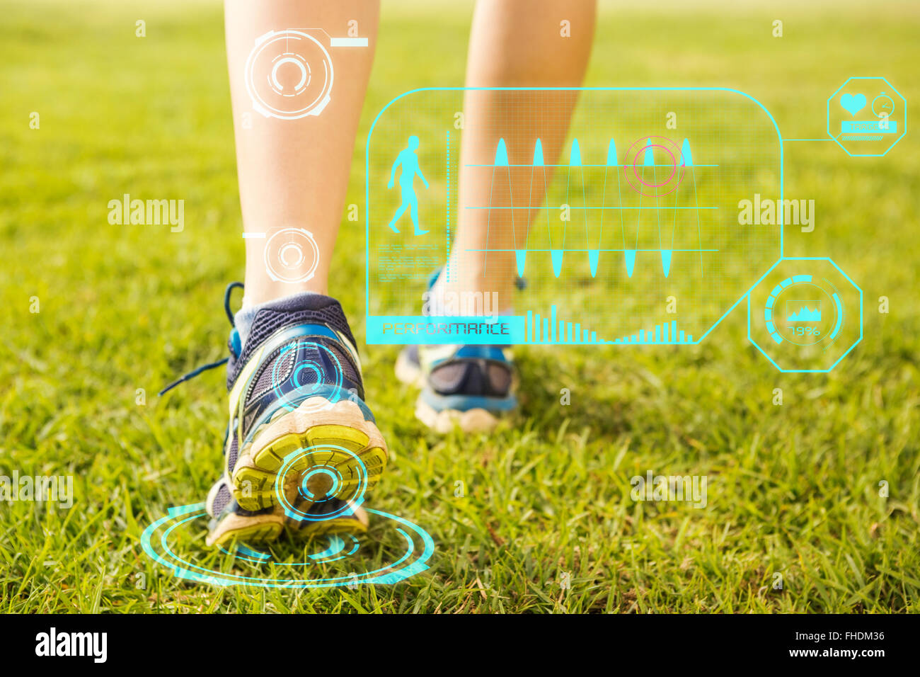 Composite image of close up view of female runners feet Stock Photo - Alamy