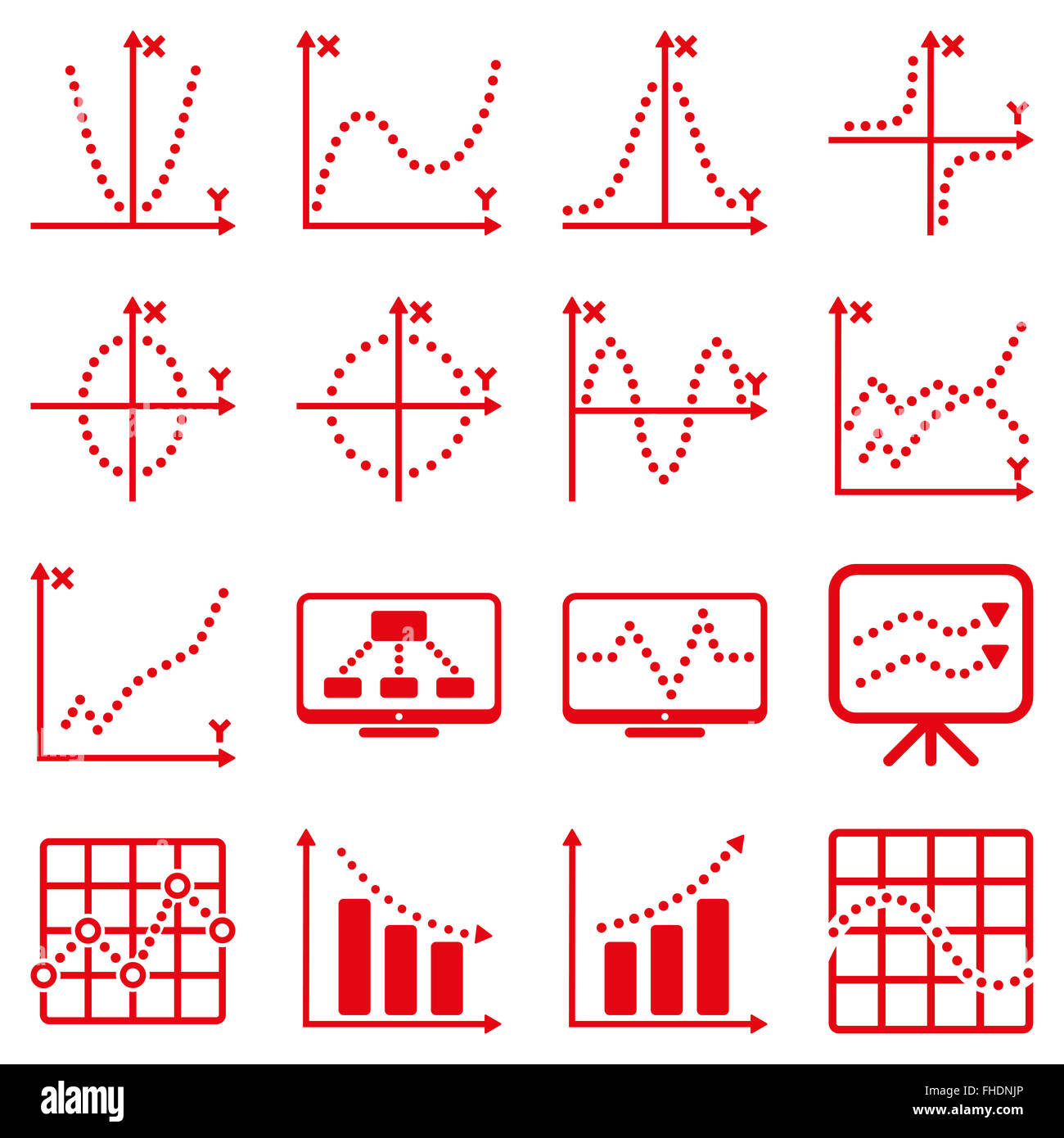 Dotted vector infographic business icons Stock Photo - Alamy