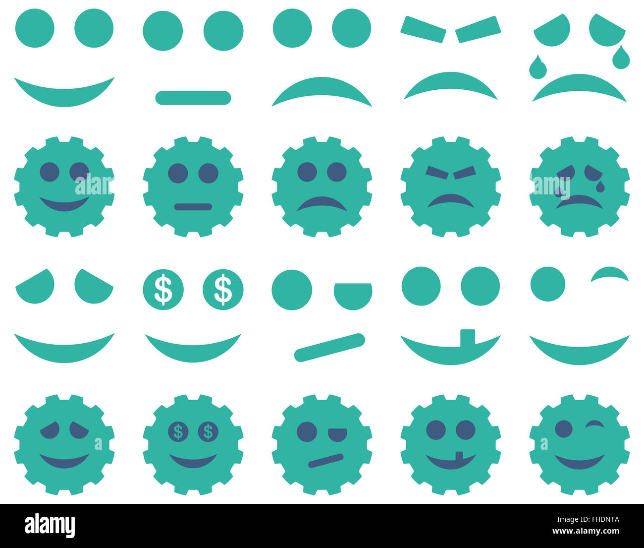 Tools, gears, smiles, emoticons icons Stock Photo - Alamy
