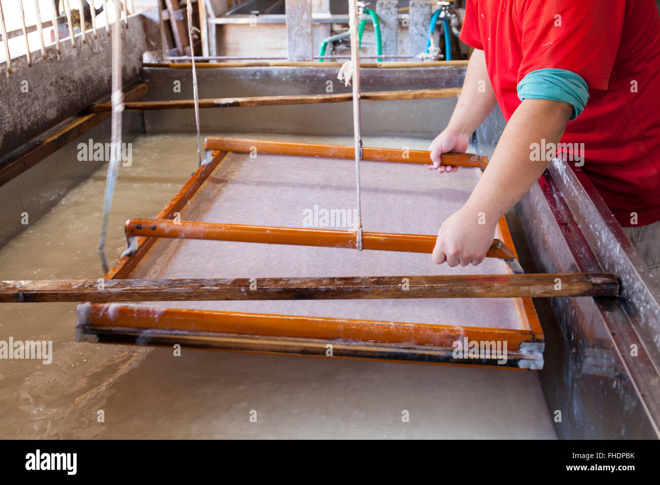 JApanese paper craftsman working in the studio Stock Photo - Alamy