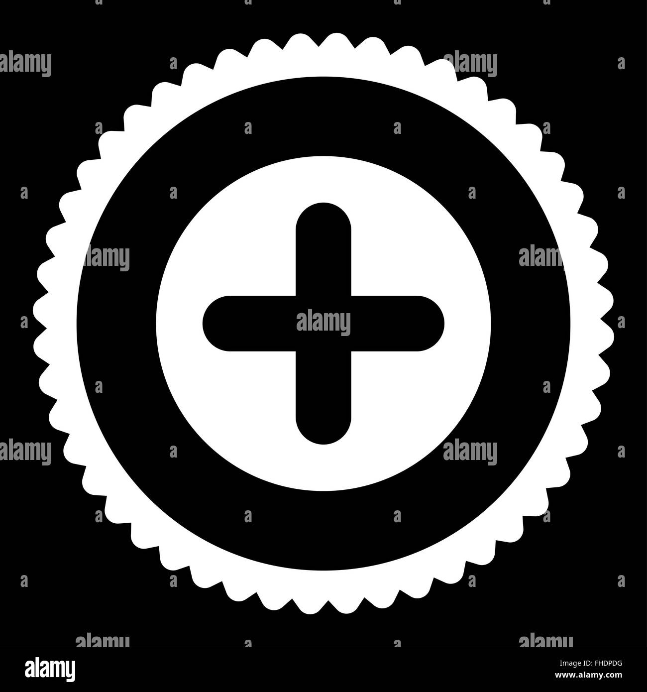 Create flat white color round stamp icon Stock Photo - Alamy
