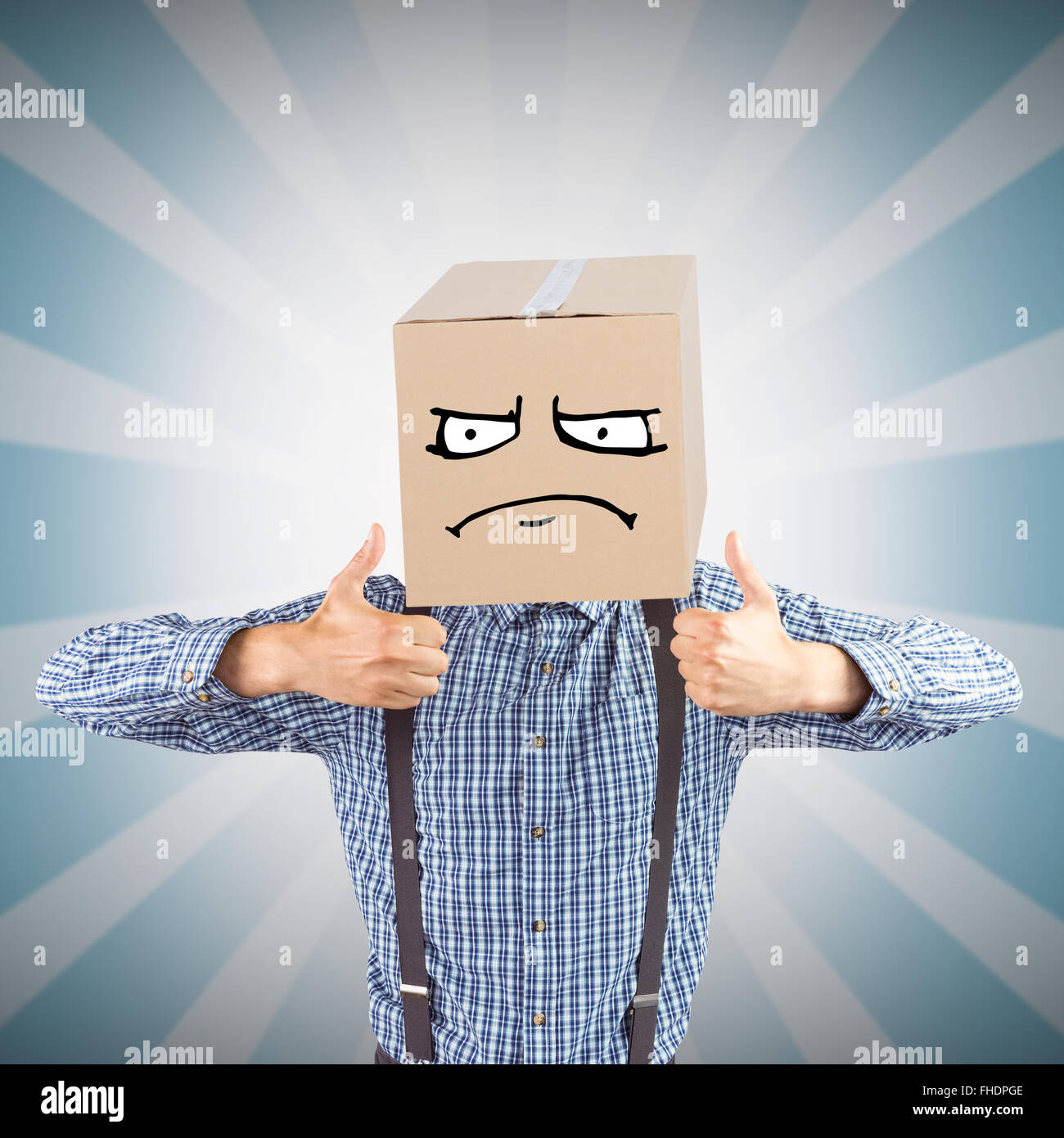 Composite image of anonymous businessman with thumbs up Stock Photo - Alamy
