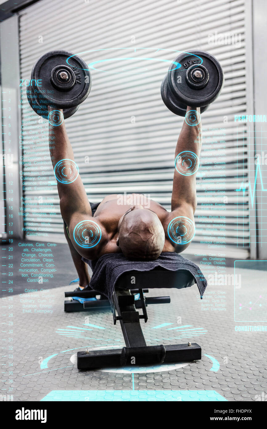 Composite image of young bodybuilder doing weightlifting Stock Photo ...