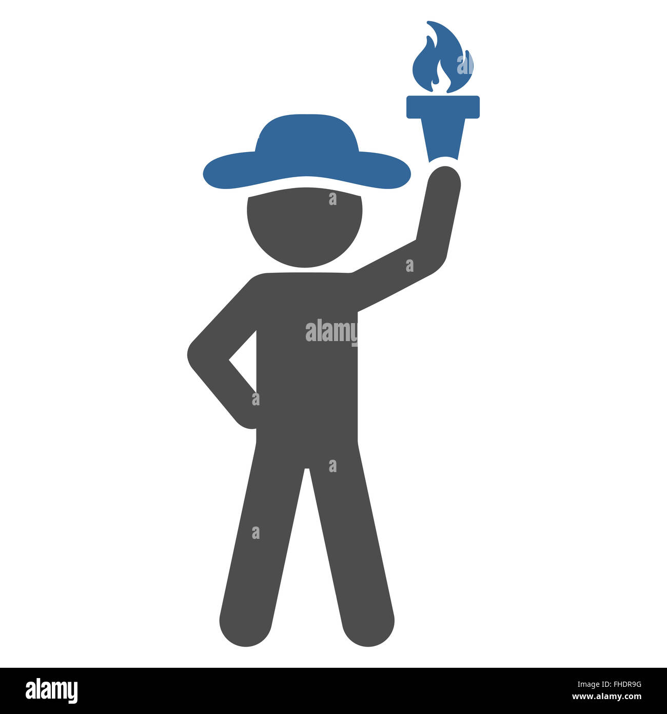 Guy With Freedom Torch Icon Stock Photo - Alamy
