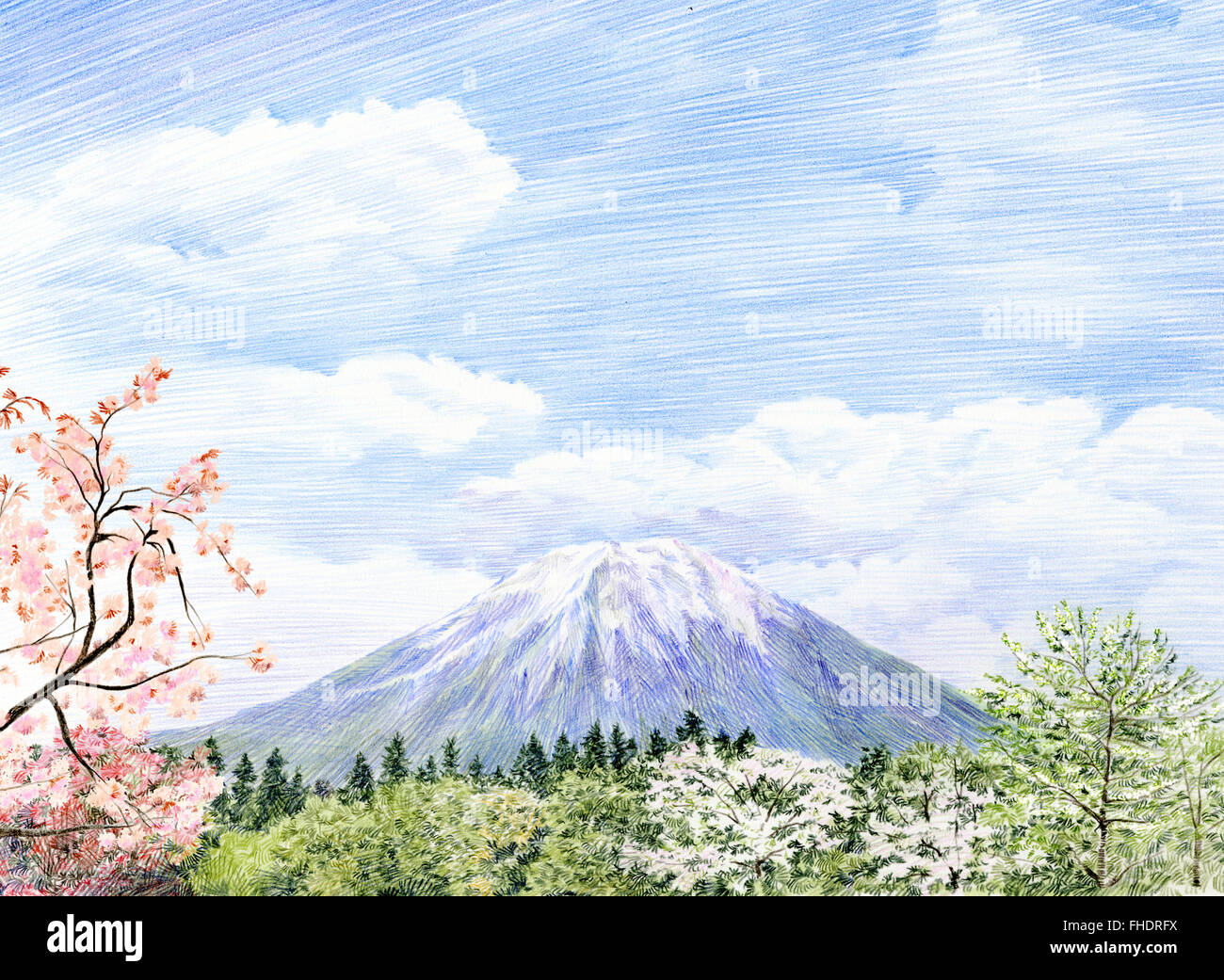 Fujiyama illustration hi-res stock photography and images - Alamy