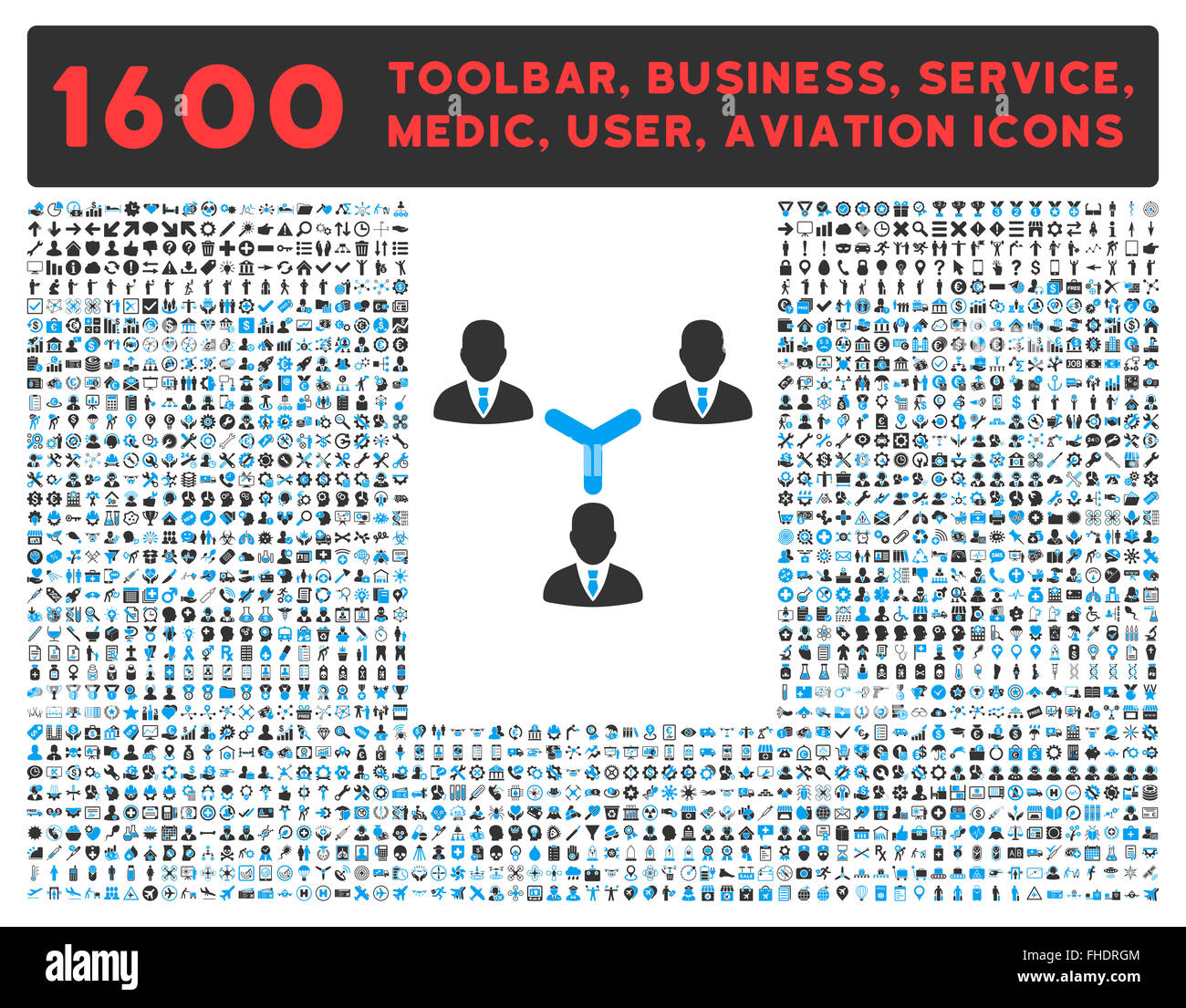 Teamwork Icon with Large Pictogram Collection Stock Photo - Alamy